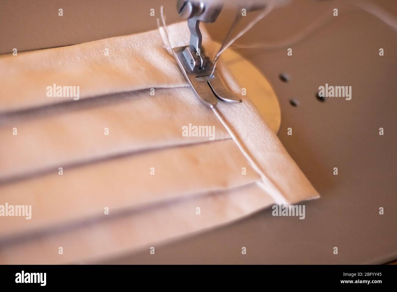 Sewing preparation of homemade handmade face drapes masks for ...