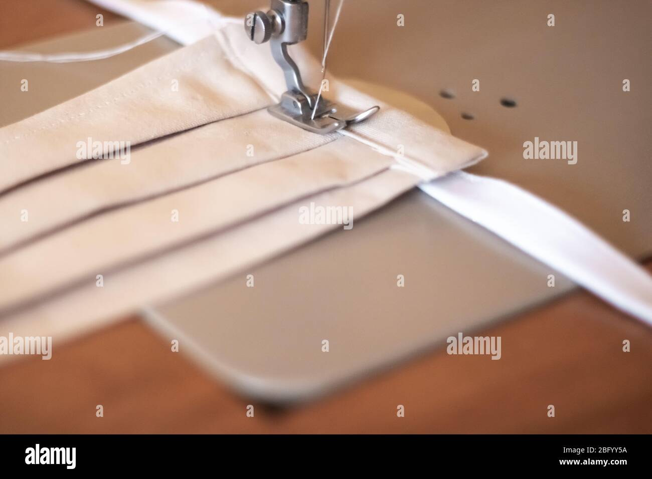 Sewing preparation of homemade handmade face drapes masks for ...