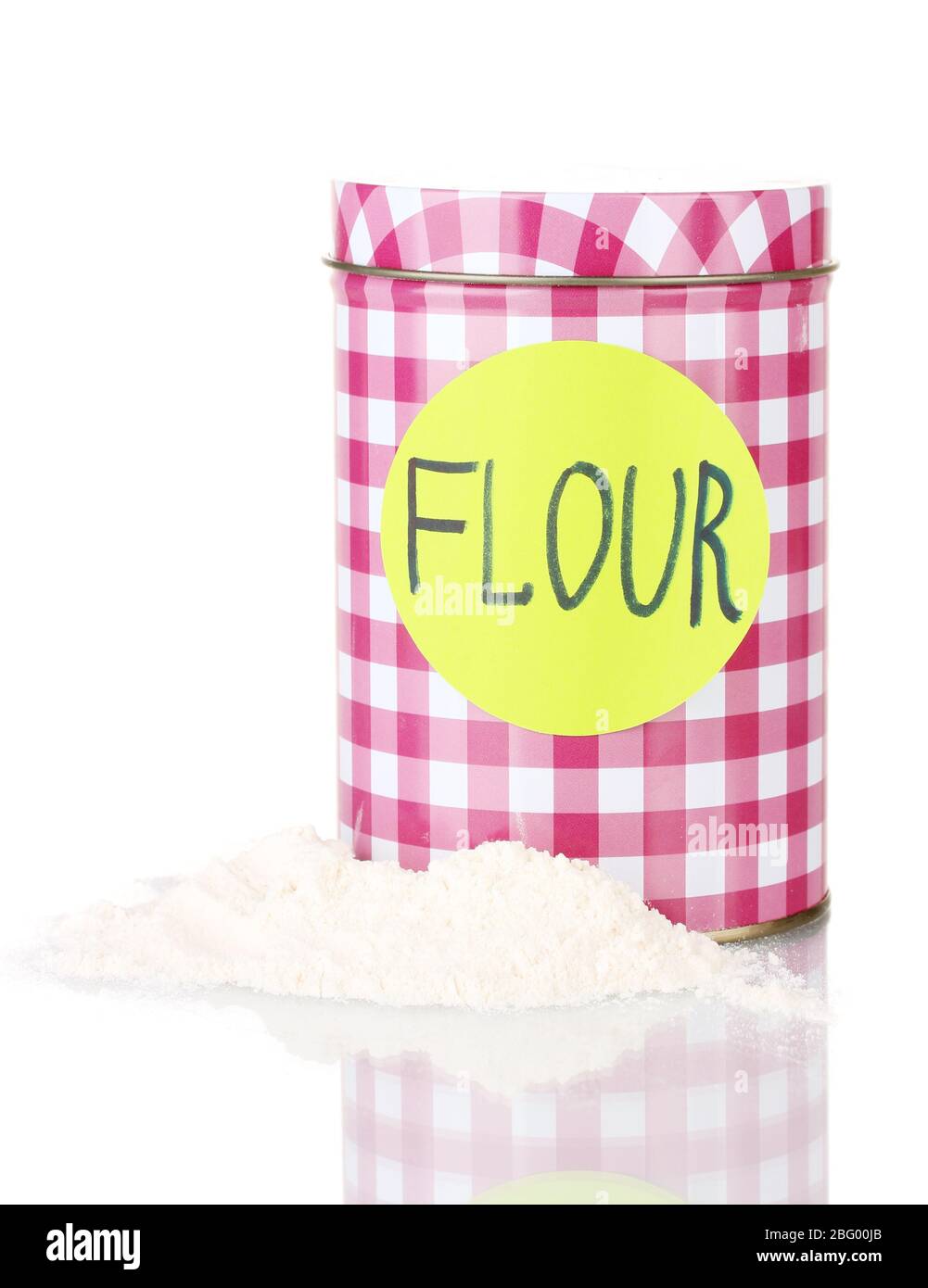 Flour container isolated on white Stock Photo - Alamy