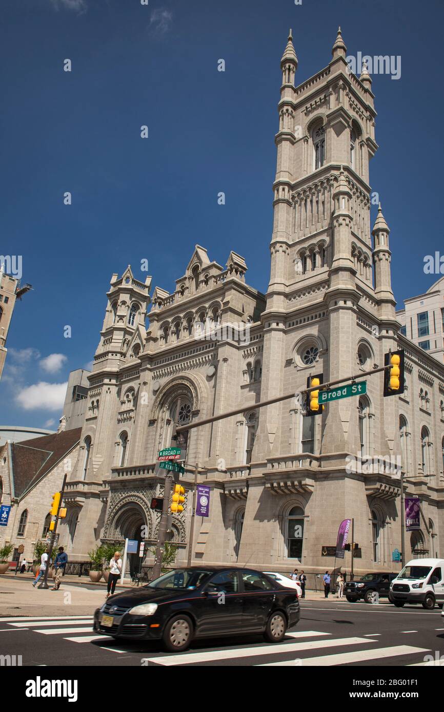 Vertical shot of the Masonic Temple facade, Philadelphia, Pennsylvania ...