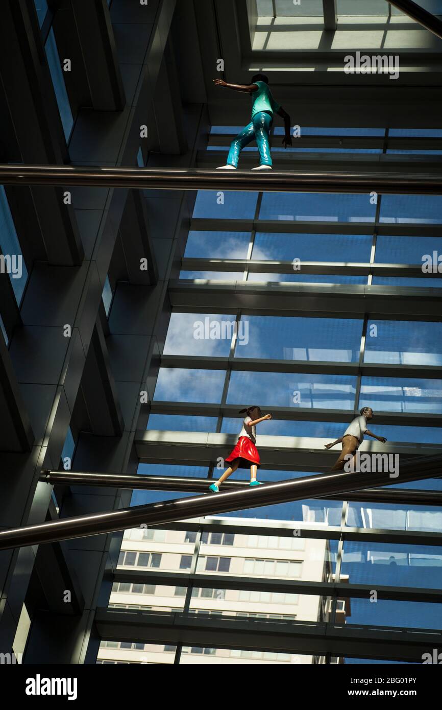 Vertical view of the Comcast Center skyscraper interior, Philadelphia ...