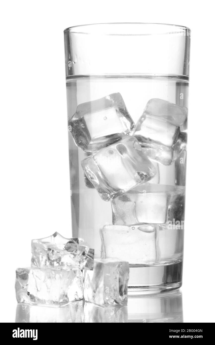 Ice cubes in glass isolated on white Stock Photo - Alamy