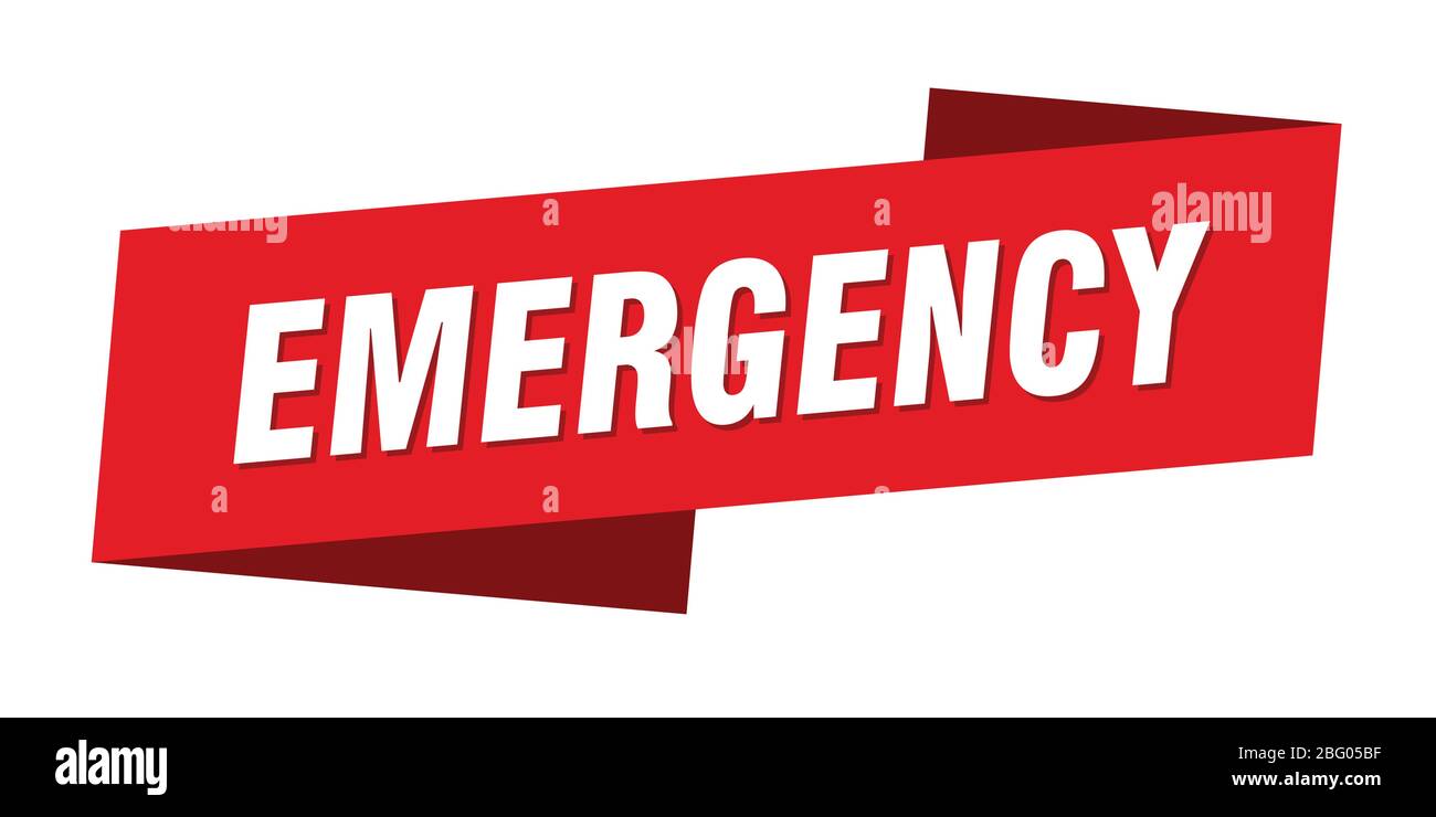 emergency banner template. emergency ribbon label sign Stock Vector ...