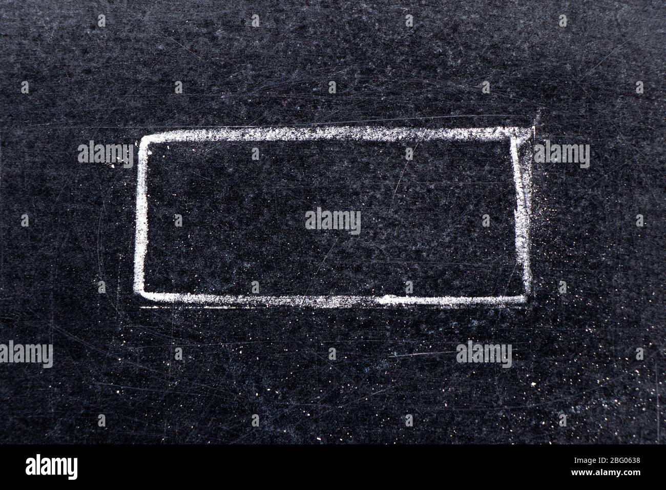 White chalk hand drawing in square or banner shape on black board ...