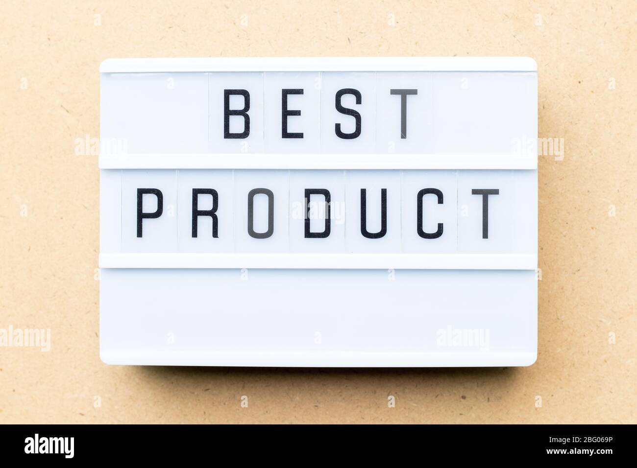 White lightbox with word best product on wood background Stock Photo ...