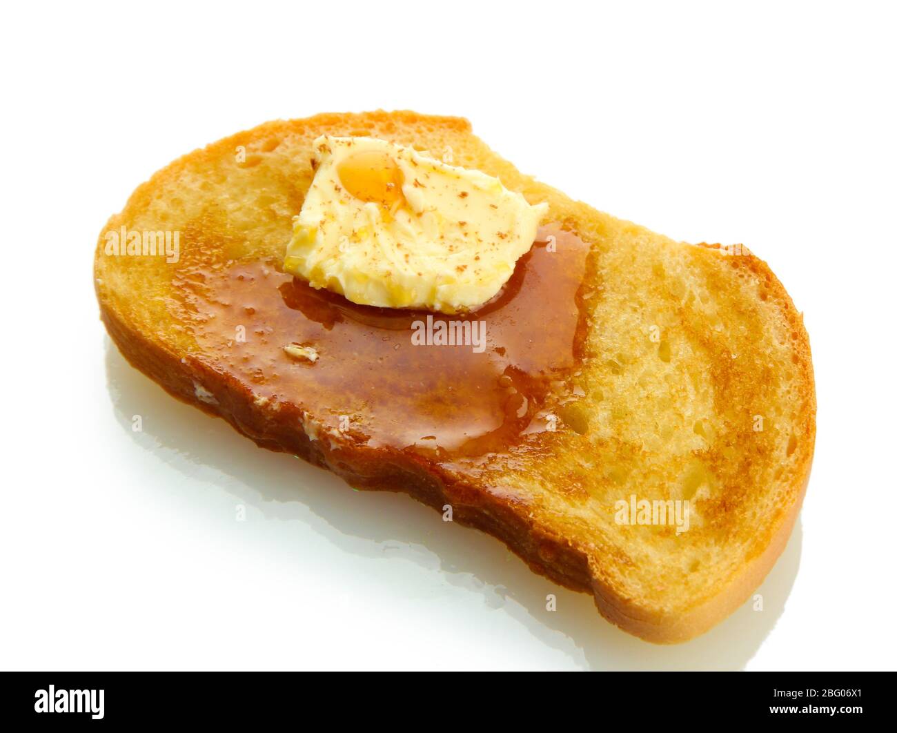 White bread toast with honey on plate, isolated on white Stock Photo ...