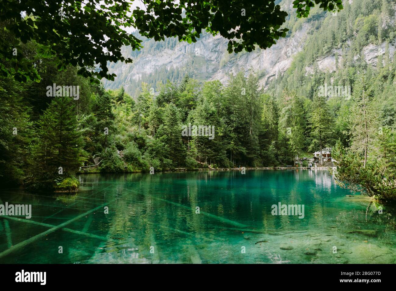 blue lake in switzerland. Switzerland, Blausee. Beautiful lake in ...