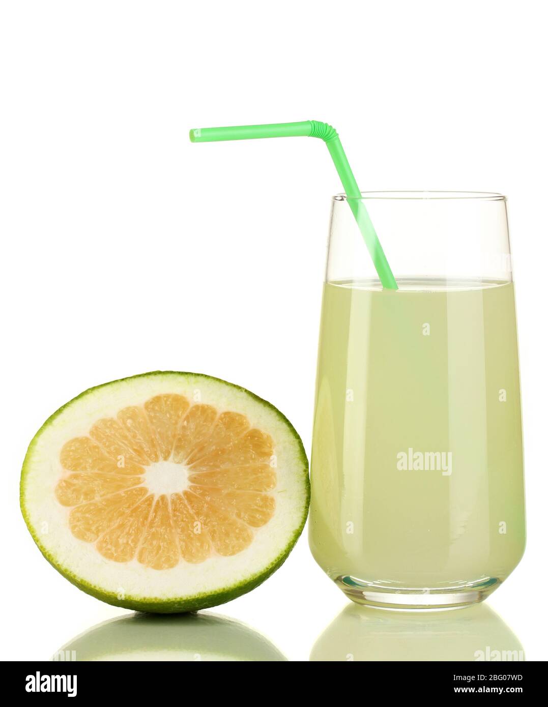 Delicious sweetie juice in glass and sweetie next to it isolated on ...