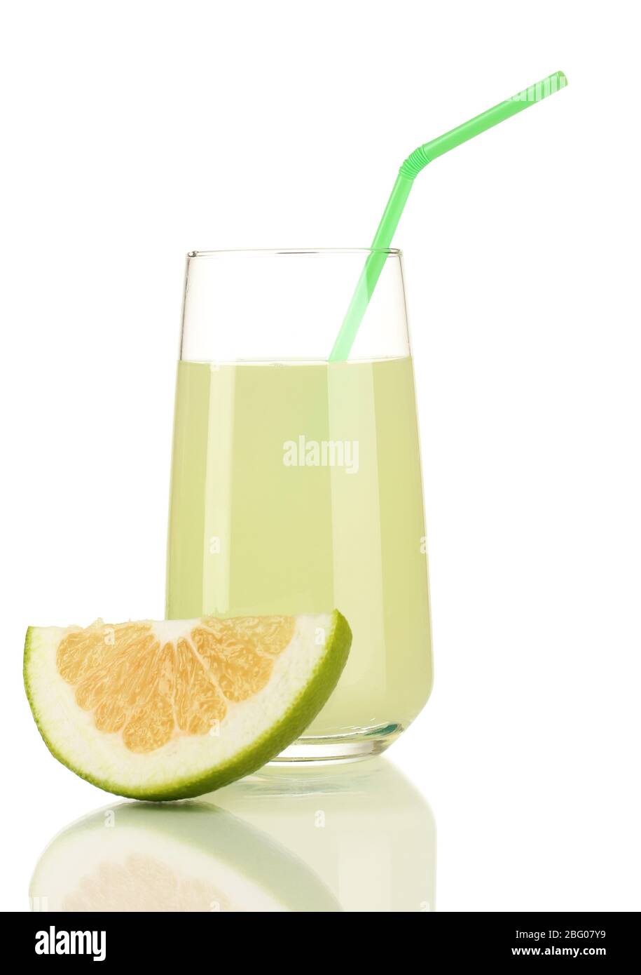 Delicious sweetie juice in glass and sweetie next to it isolated on ...