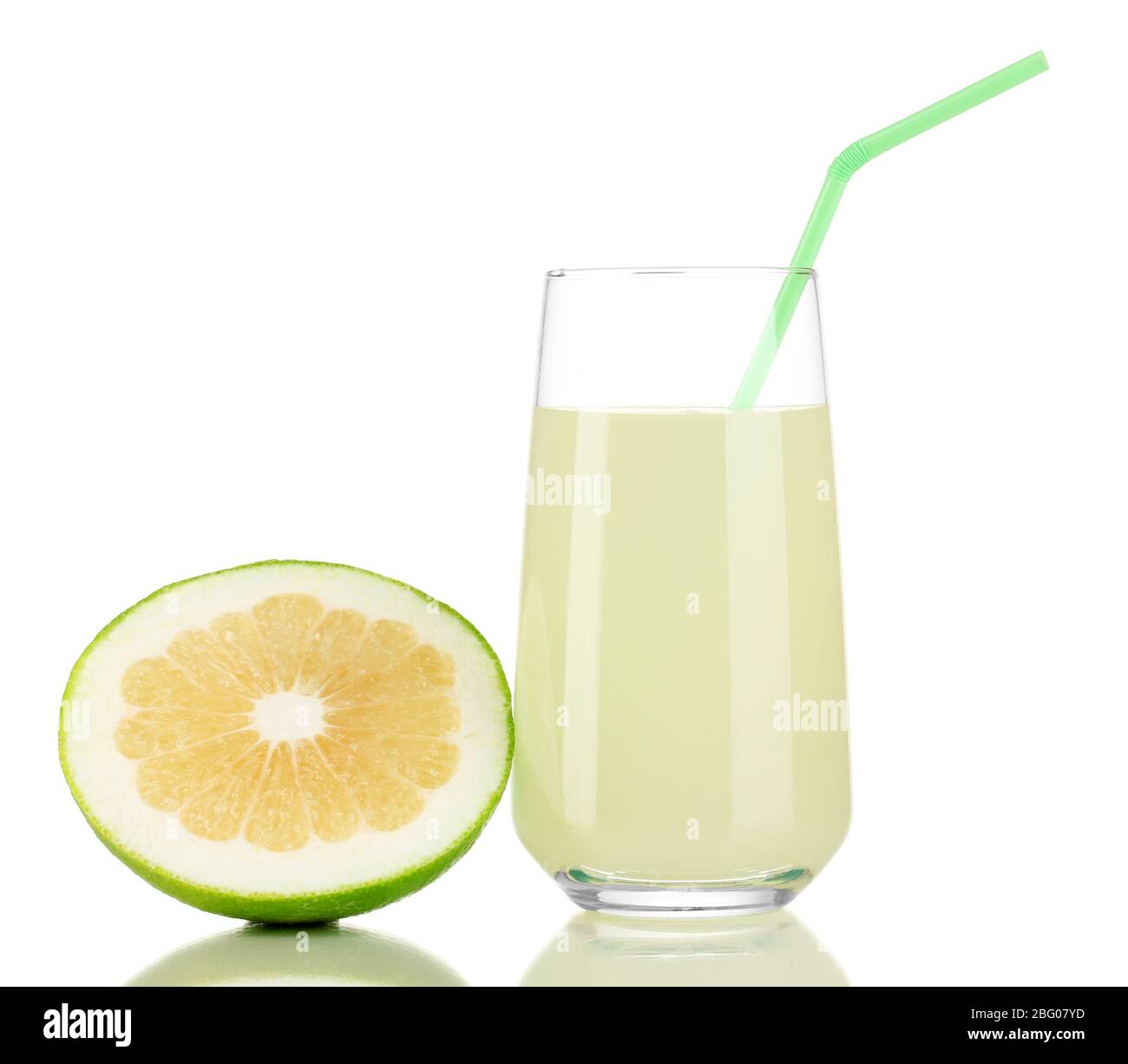 Delicious sweetie juice in glass and sweetie next to it isolated on ...