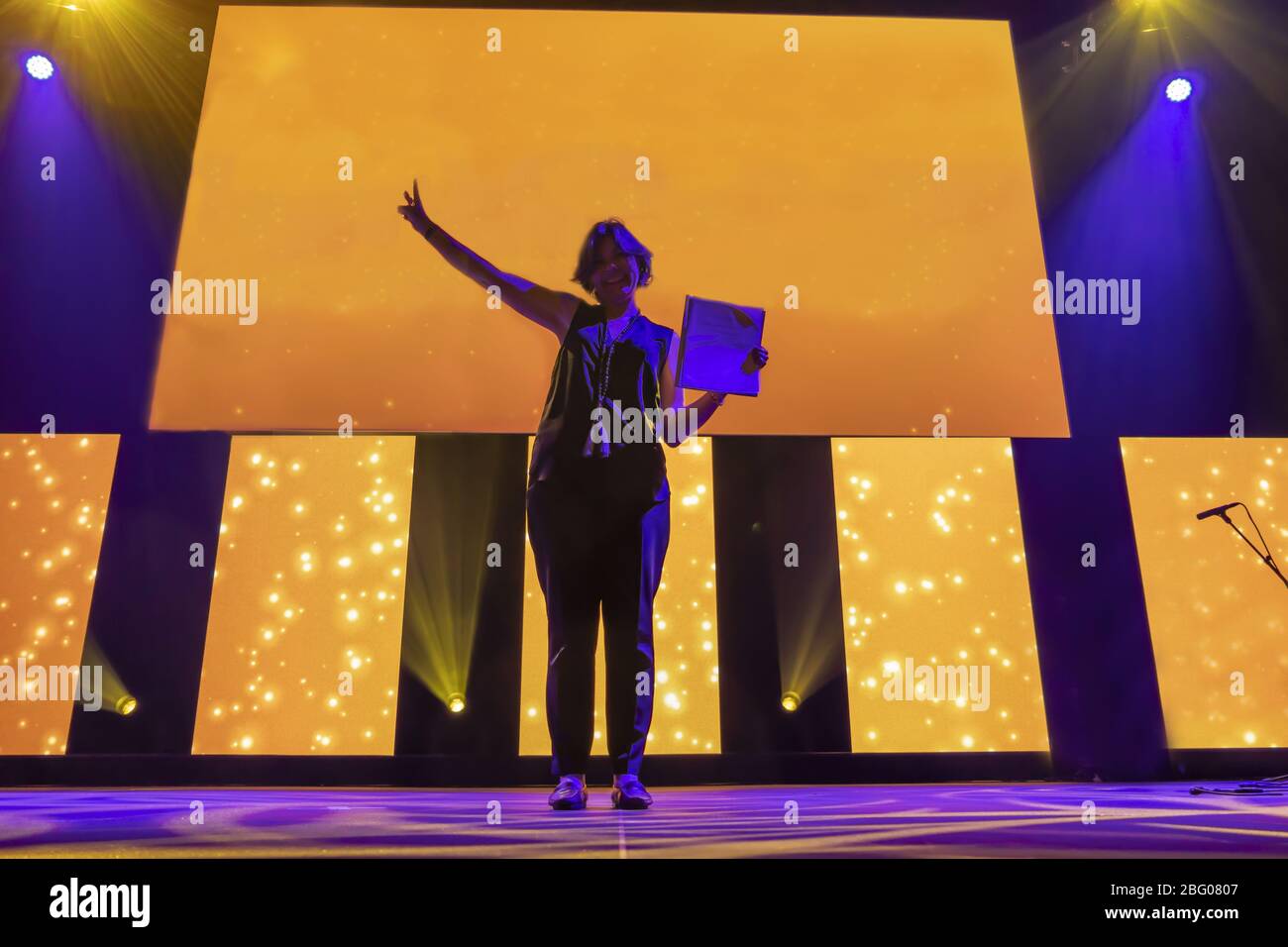 Spotlight On Stage With A Person