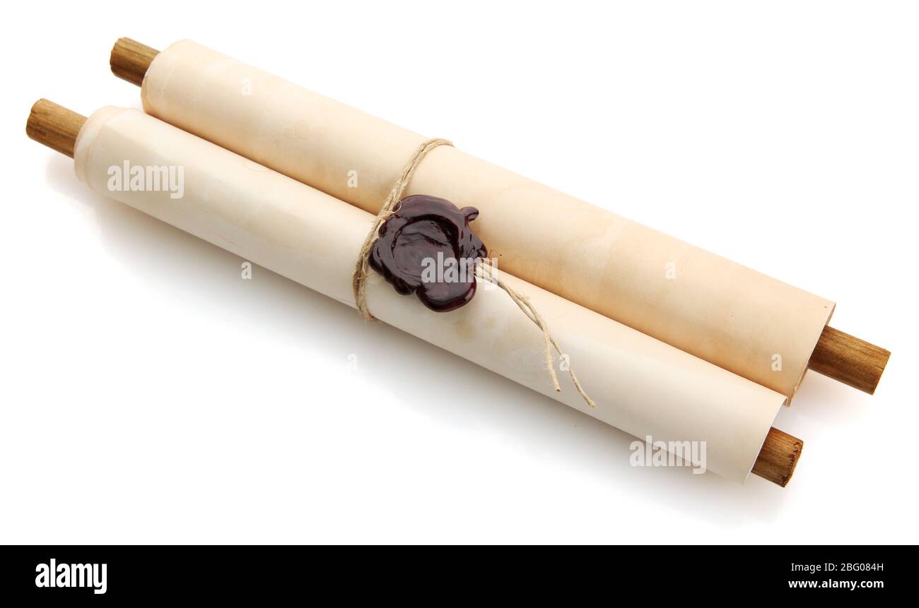 Old scroll isolated on white Stock Photo - Alamy