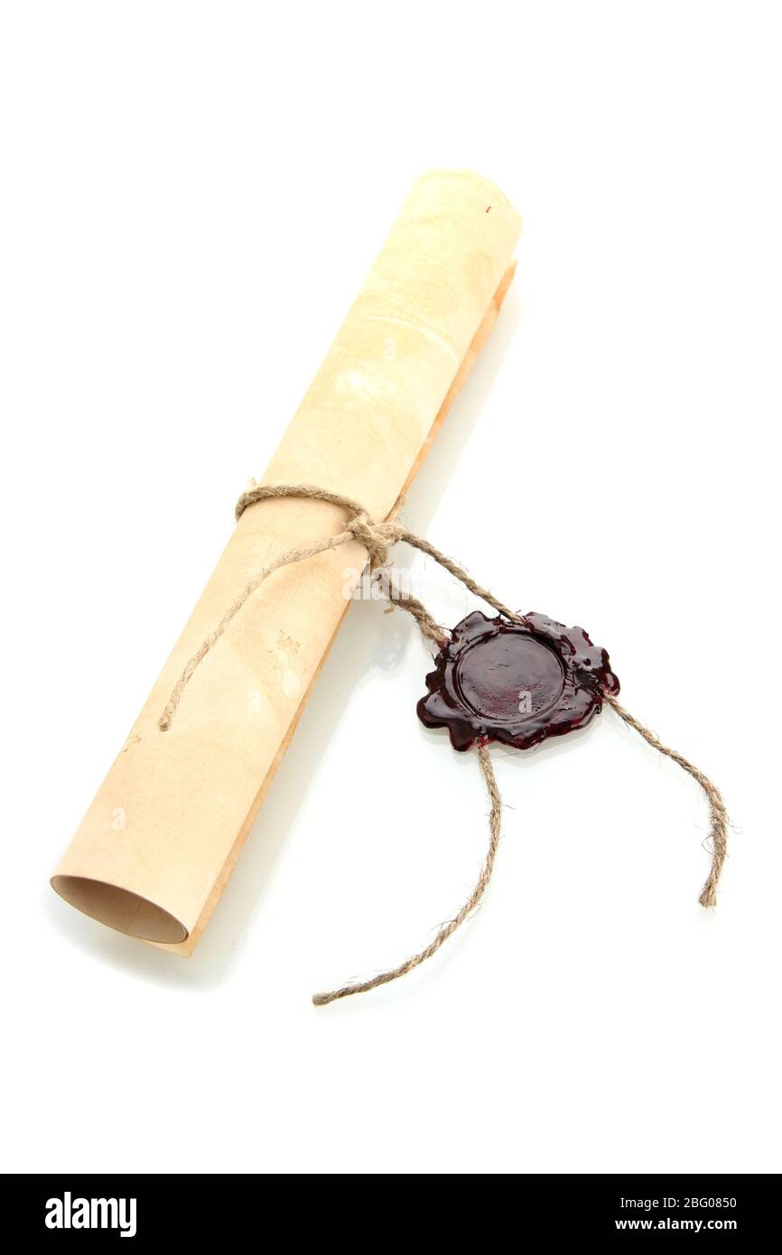 Old scroll isolated on white Stock Photo - Alamy