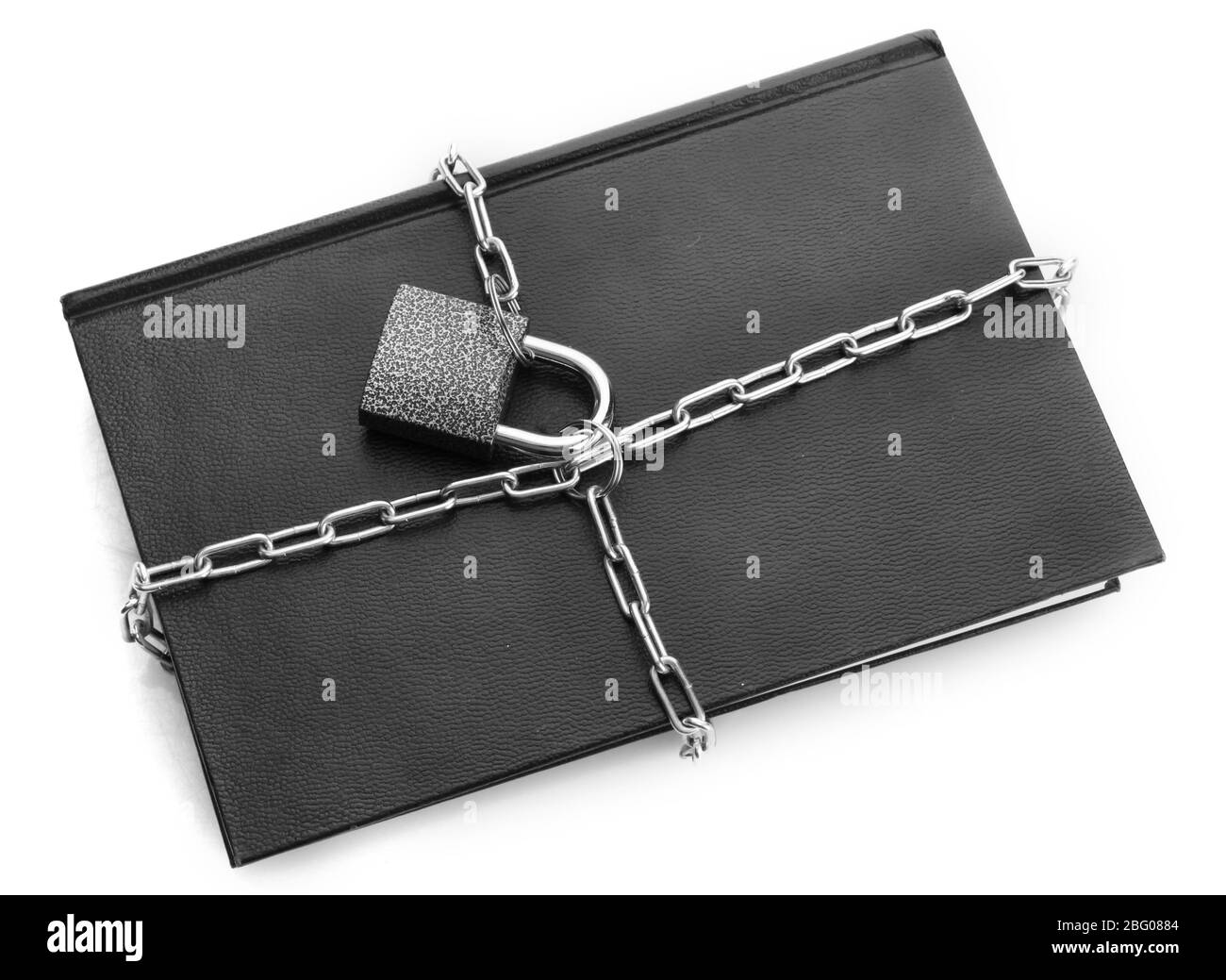 black book with chain, isolated on white Stock Photo - Alamy