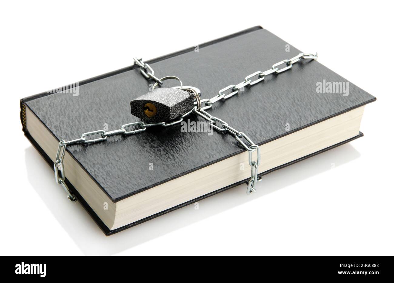 black book with chain, isolated on white Stock Photo - Alamy