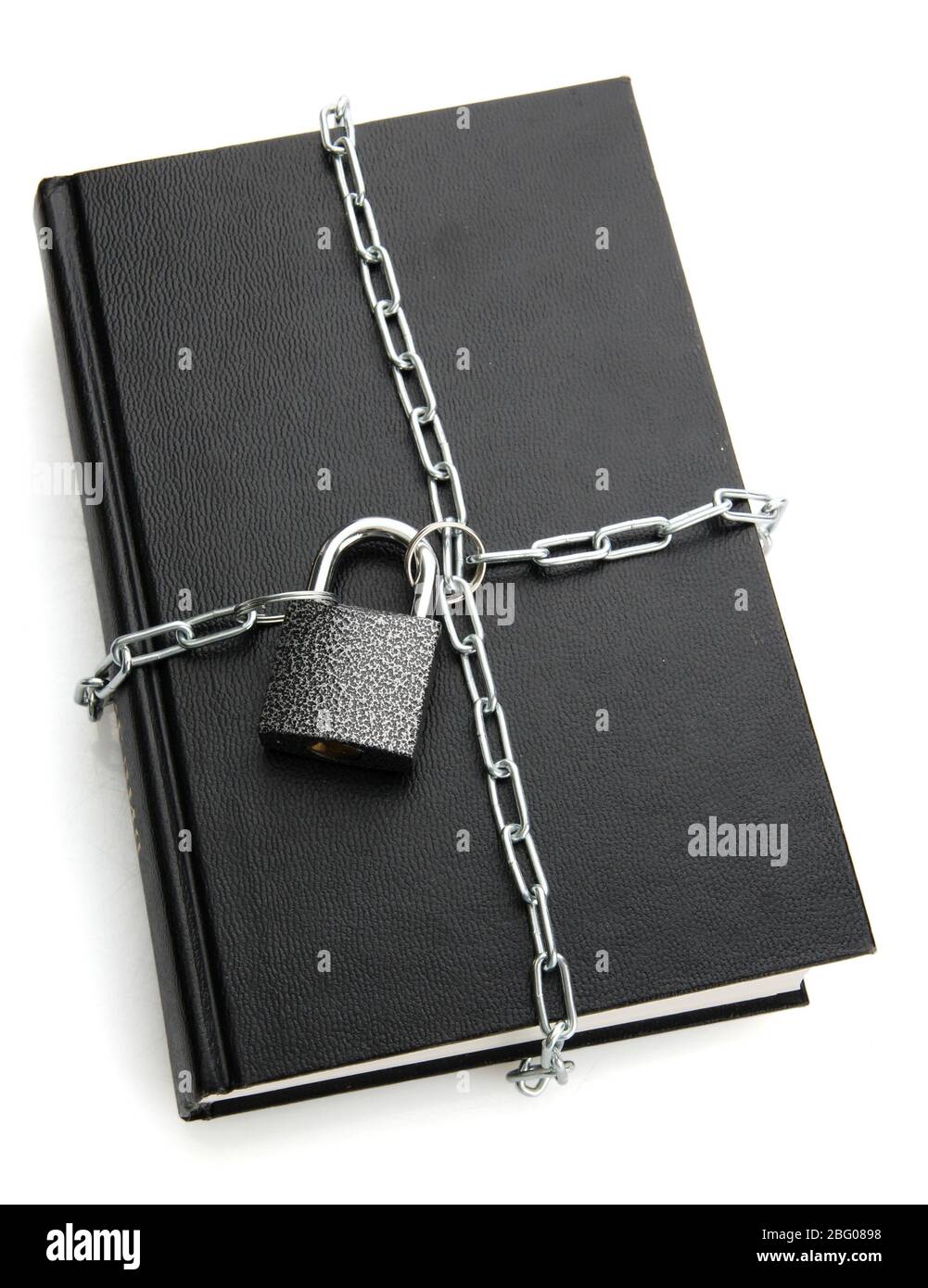 black book with chain, isolated on white Stock Photo - Alamy