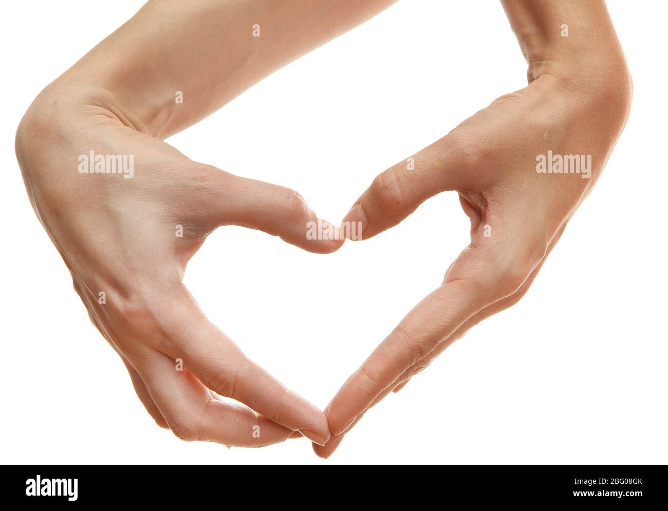 Two hands form a heart shape, isolated on white Stock Photo - Alamy