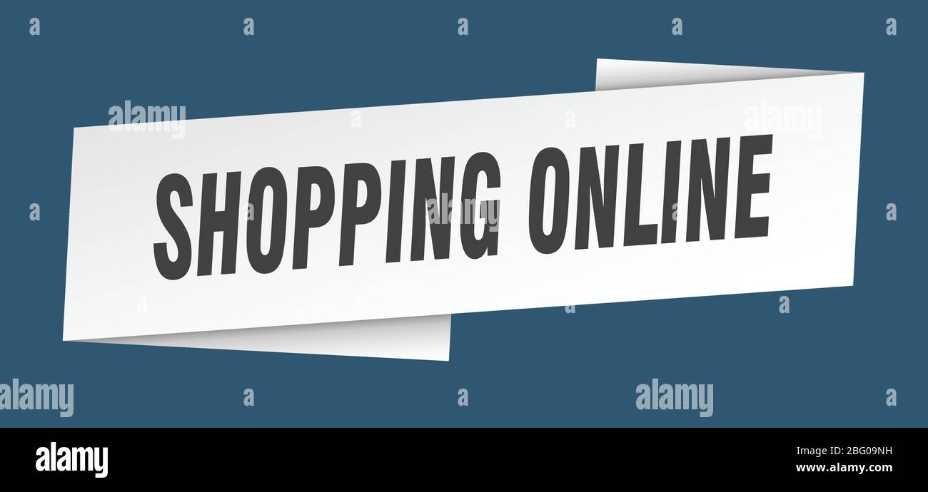 shopping online banner template. shopping online ribbon label sign ...