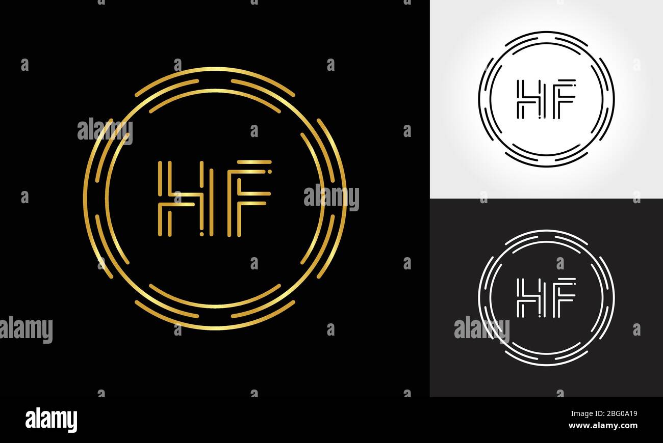 HF Logo Design Vector Template. Initial Circle Letter HF Vector ...