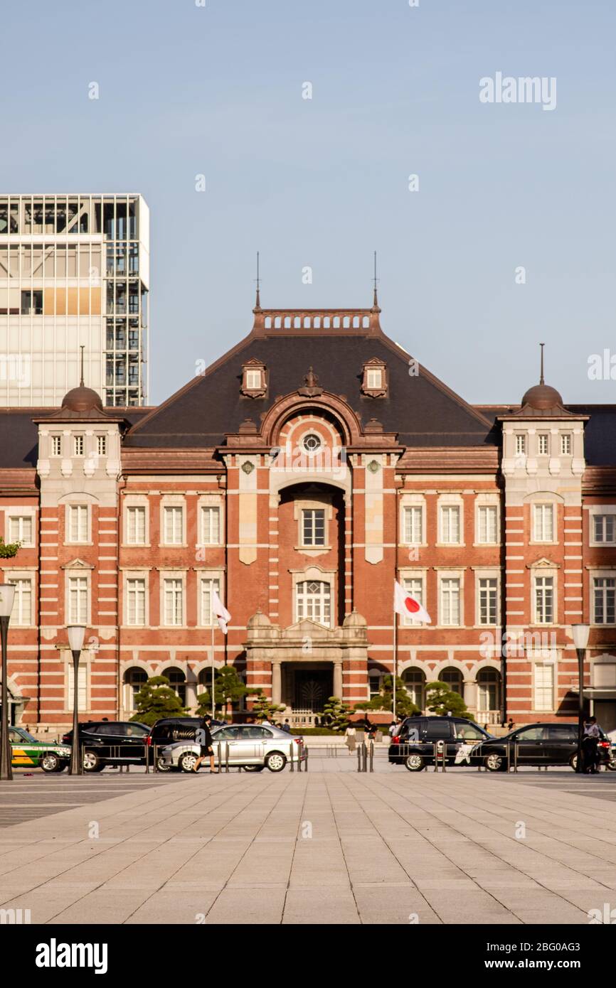 Tokyo, Japan - 9 8 19: The front of Tokyo station's famous brick ...