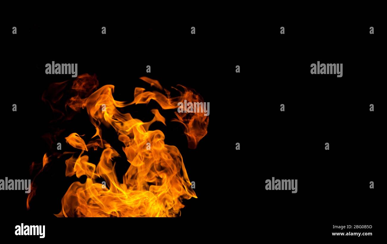 Fire patterns. Flames on a black background. Fiery patterns. Burning ...