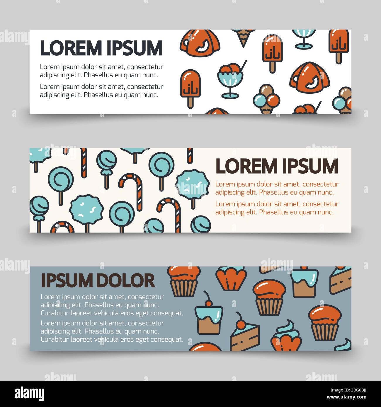 Sweet candy cake ice cream banners - desserts banners template. Vector ...