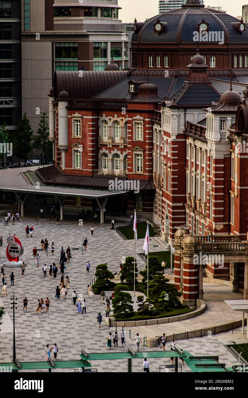 Tokyo, Japan - 9 8 19: A view of Tokyo station from a high vantage ...