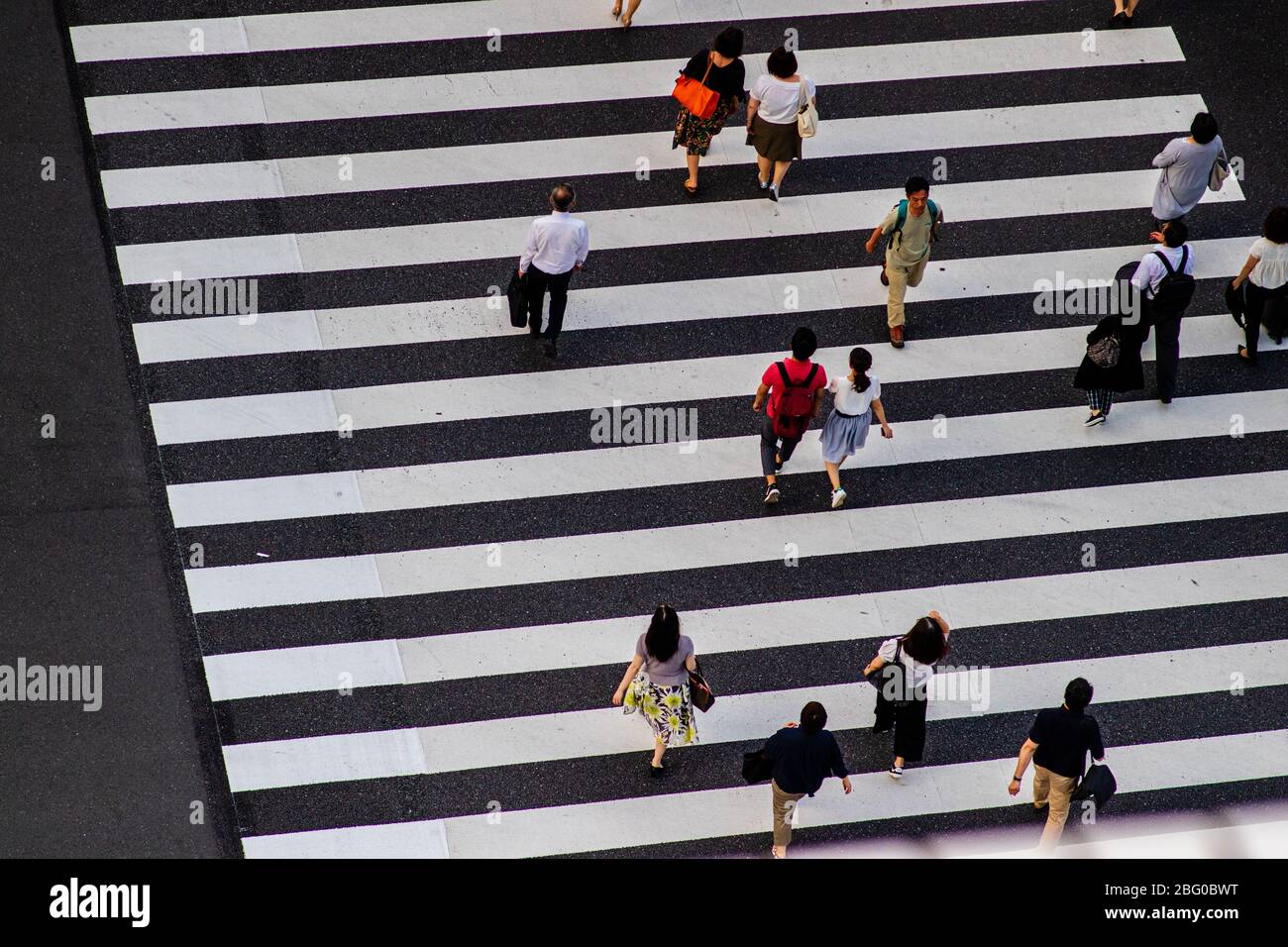 Tokyo, Japan - 9 8 19: People crossing a zebra crossing, seen from ...