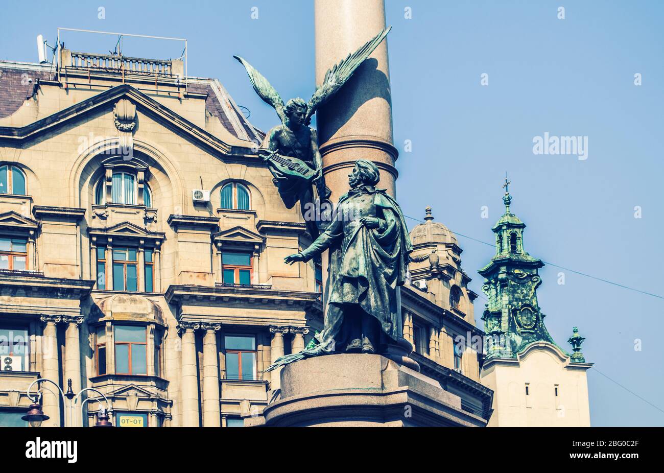 Adam Mickiewicz monument in Lviv. An old European city of photos Stock ...