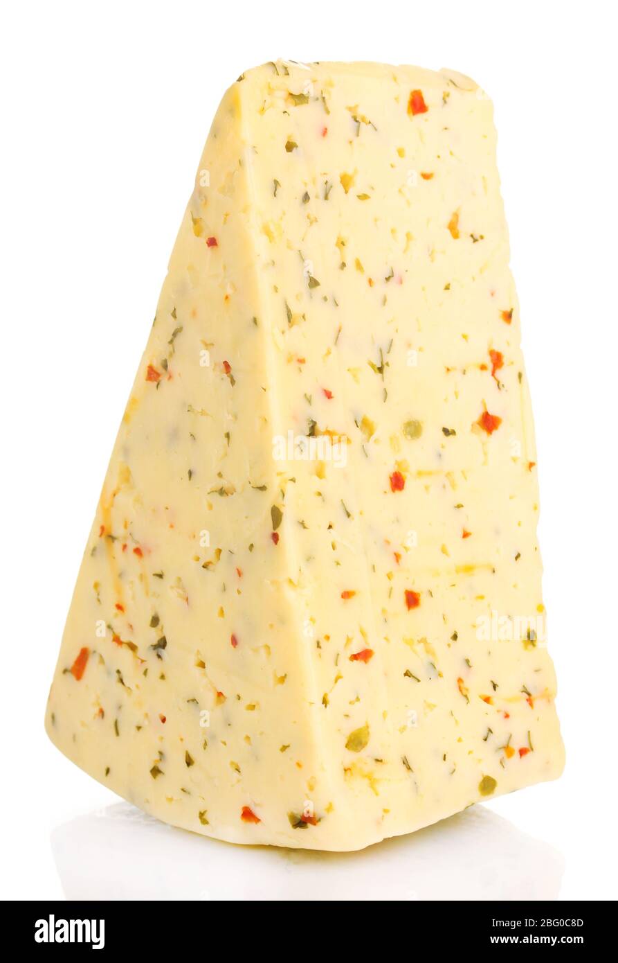 cheese with spices isolated on white Stock Photo - Alamy