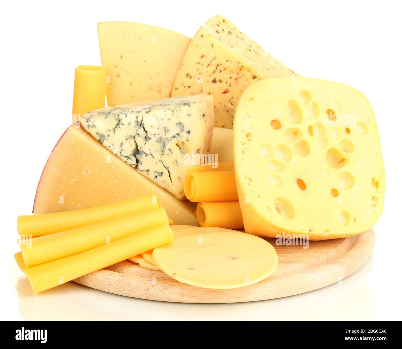Various types of cheese isolated on white Stock Photo - Alamy