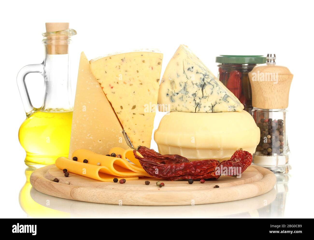 Various types of cheese isolated on white Stock Photo - Alamy