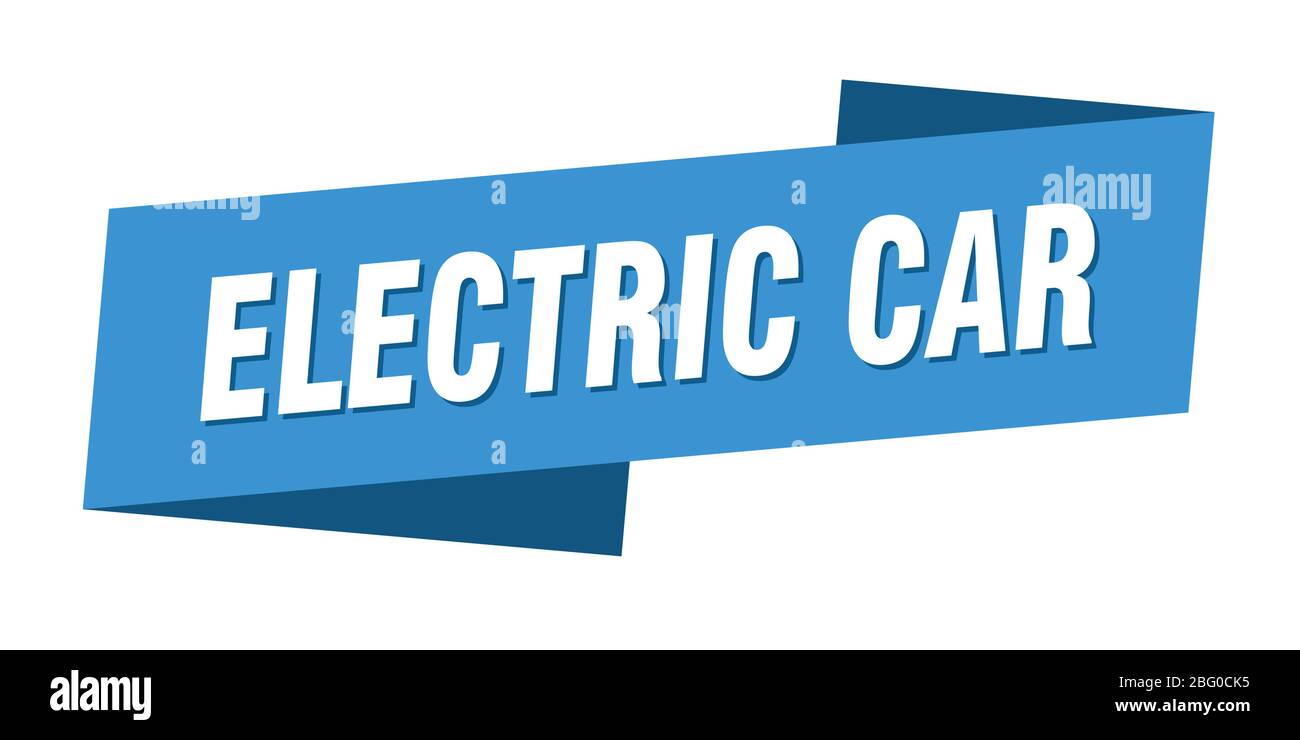 electric car banner template. electric car ribbon label sign Stock ...
