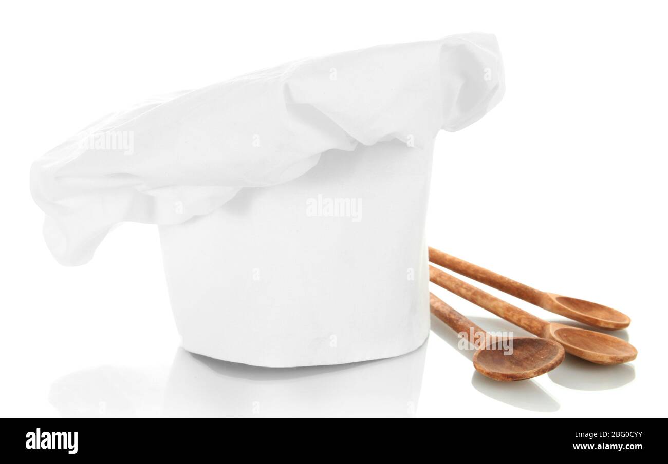 Chef's hat with spoons isolated on white Stock Photo - Alamy