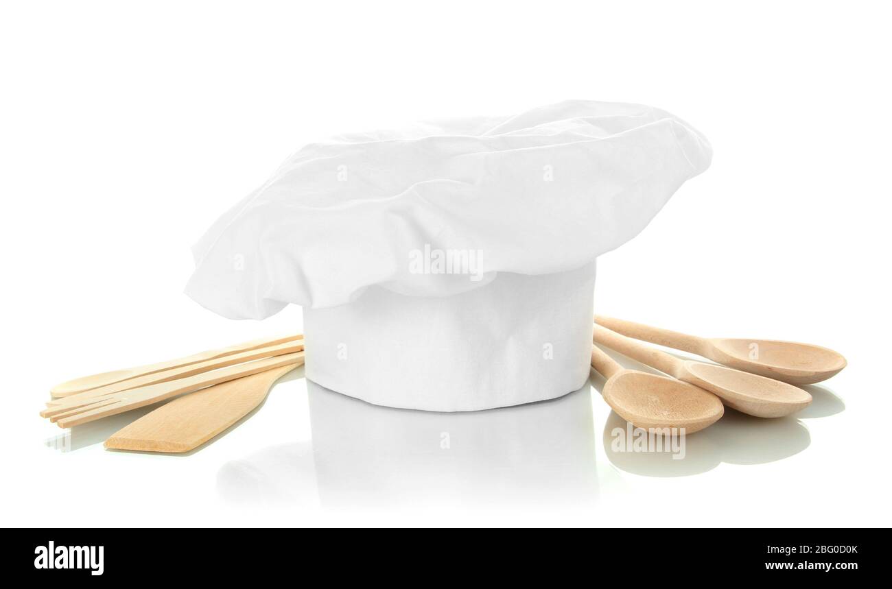 Chef's hat with spoons isolated on white Stock Photo - Alamy