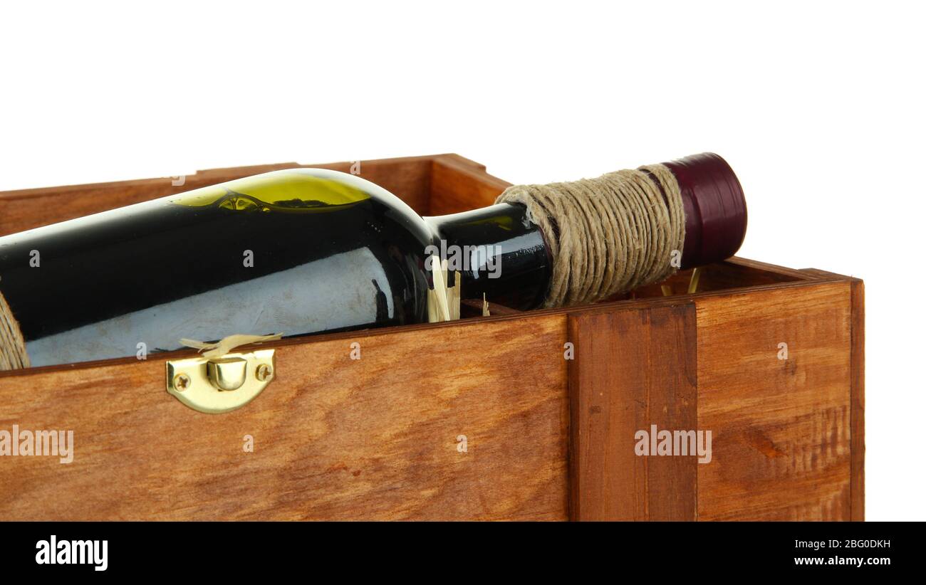 Red wine in box isolated on white Stock Photo - Alamy