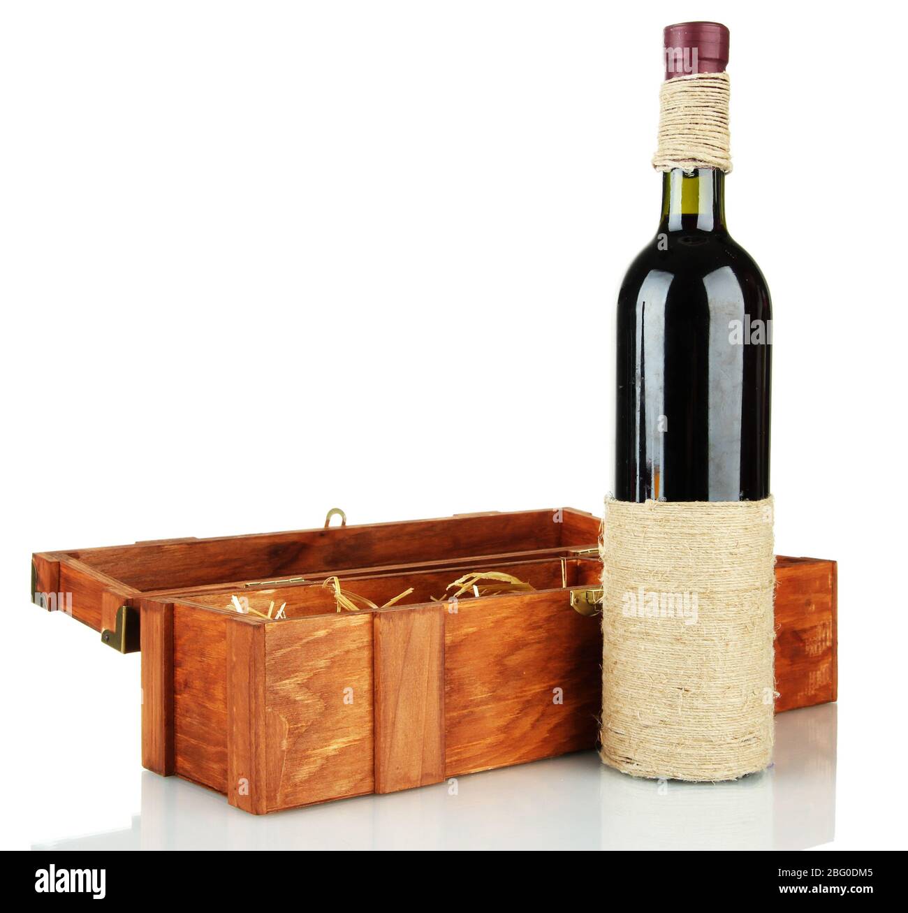 Red wine in box isolated on white Stock Photo - Alamy