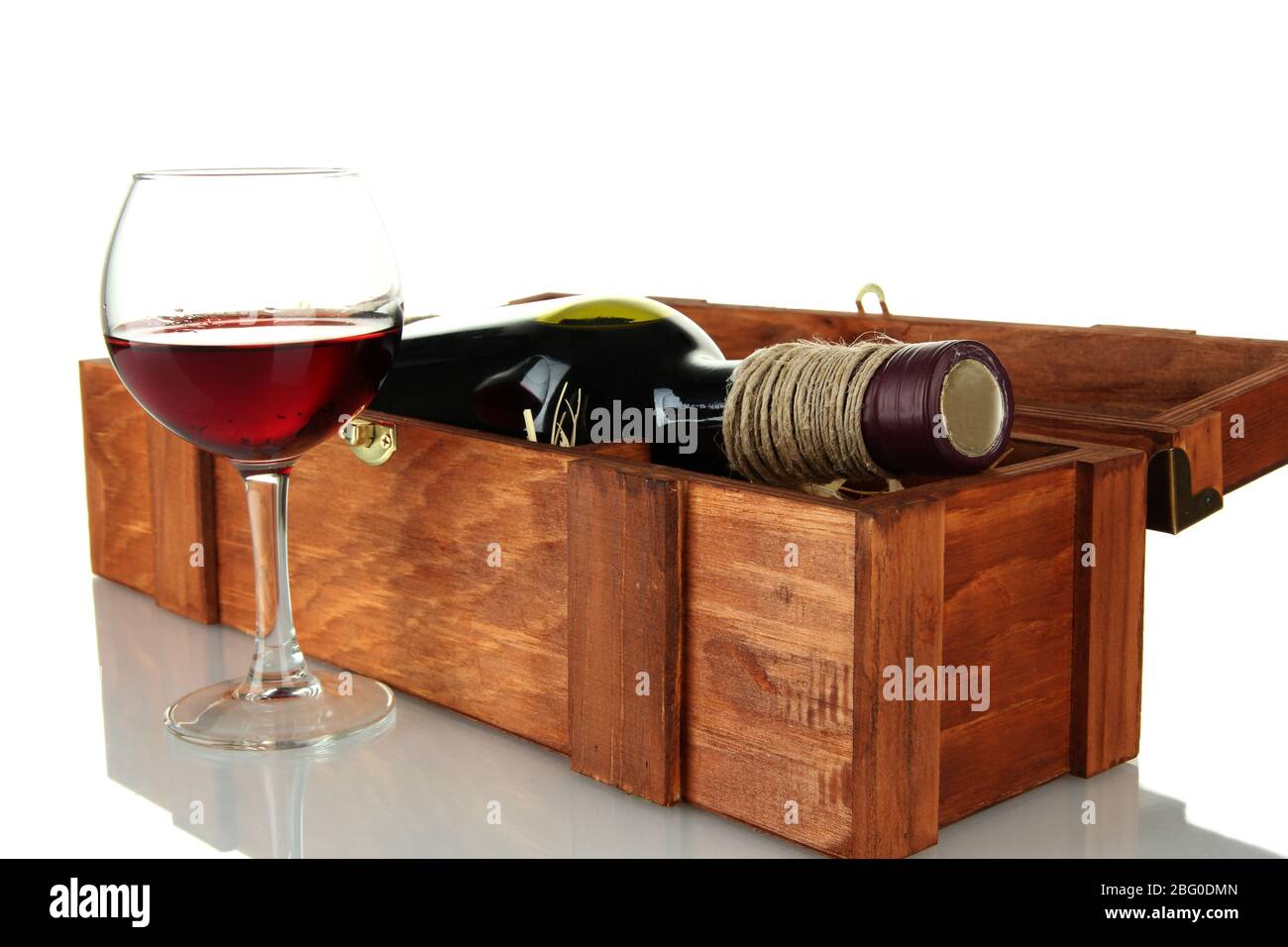 Red wine in box isolated on white Stock Photo - Alamy