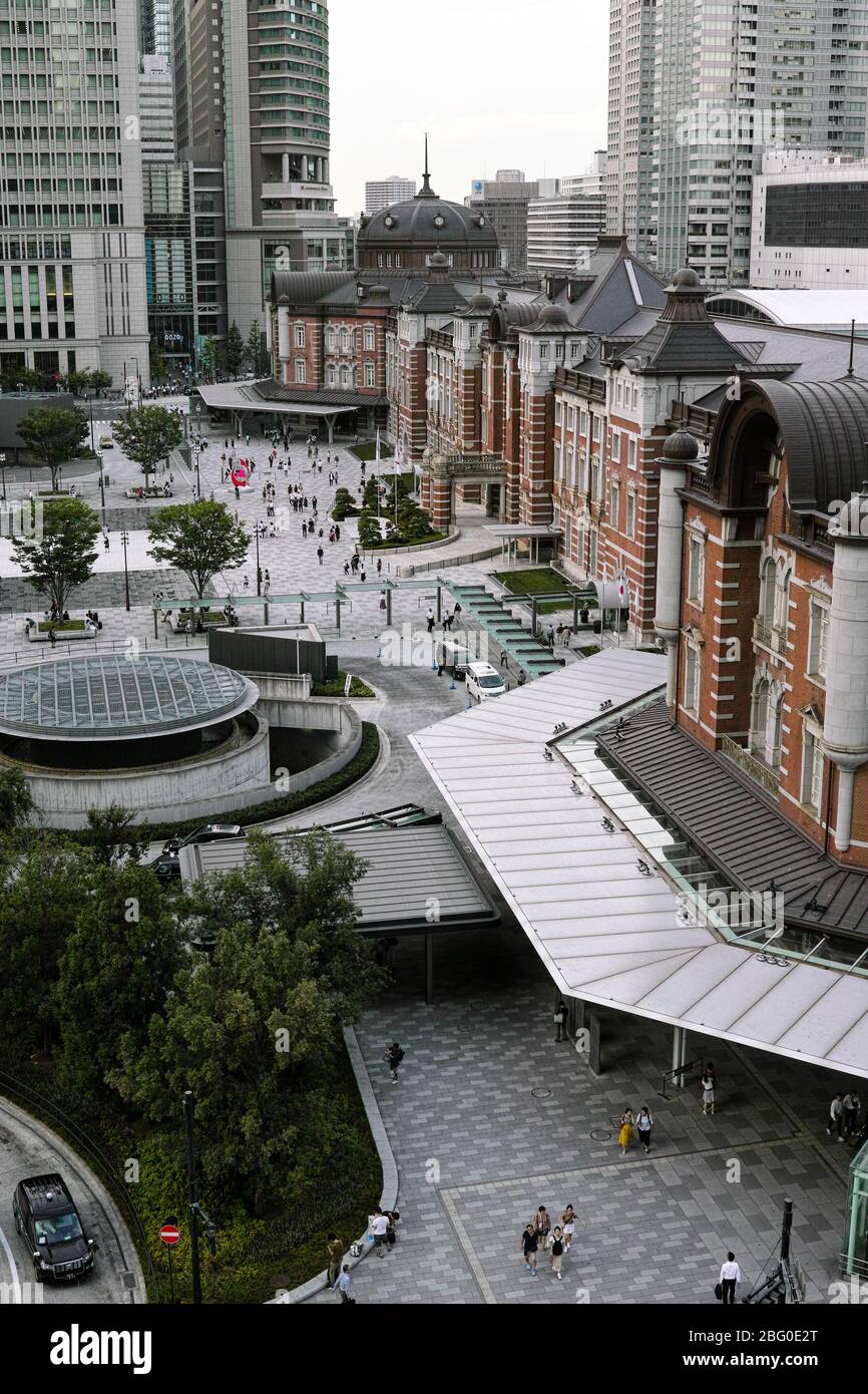 Tokyo, Japan - 9 8 19: A view of Tokyo station from a high vantage ...