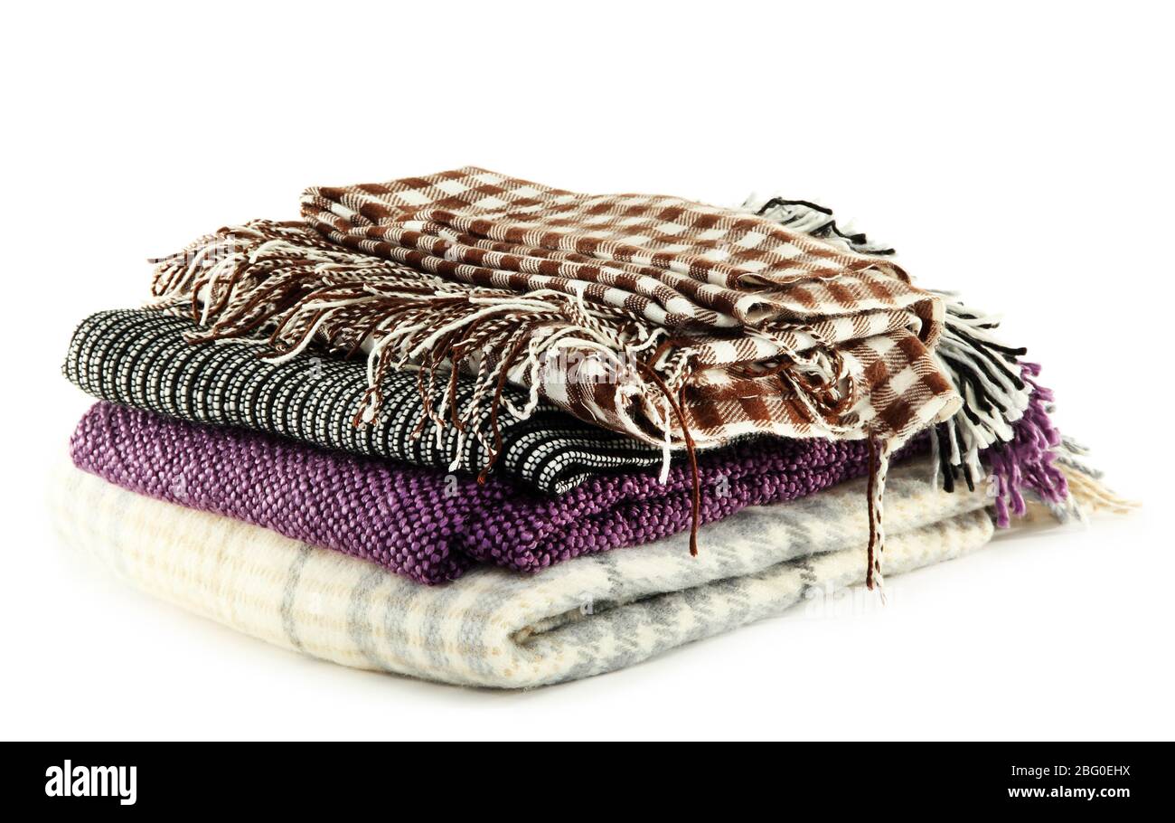 Warm plaids isolated on white Stock Photo - Alamy