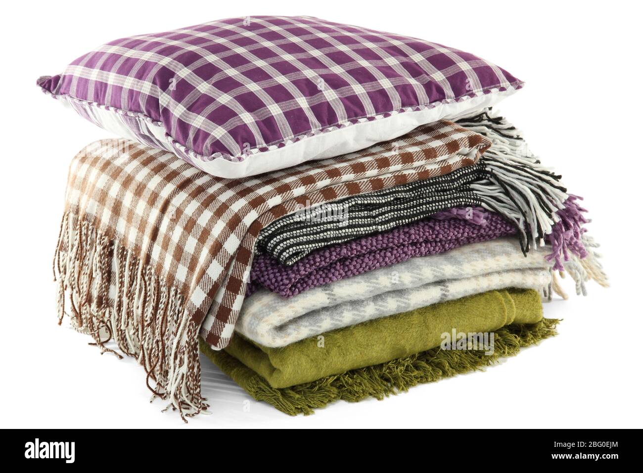 Warm plaids isolated on white Stock Photo - Alamy