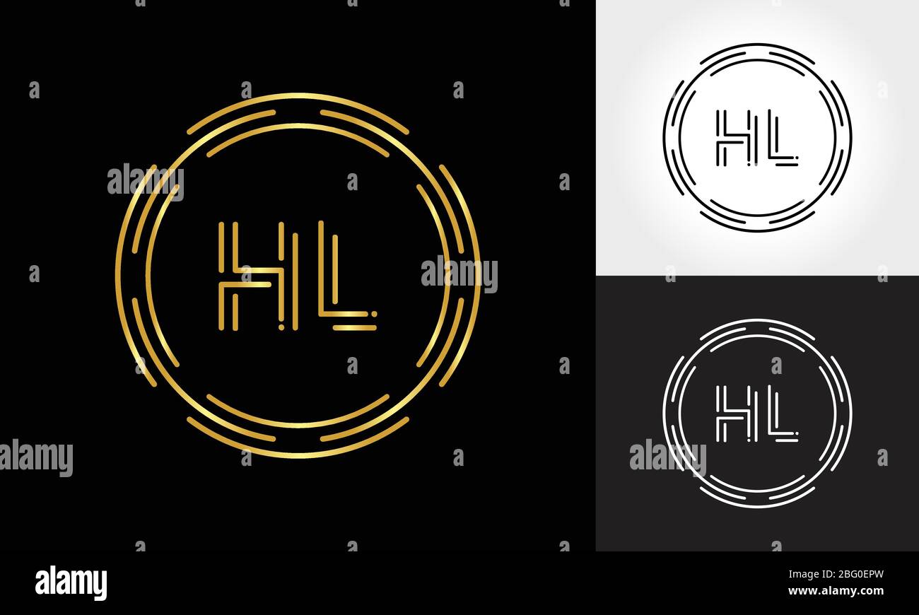 HL Logo Design Vector Template. Initial Circle Letter HL Vector ...