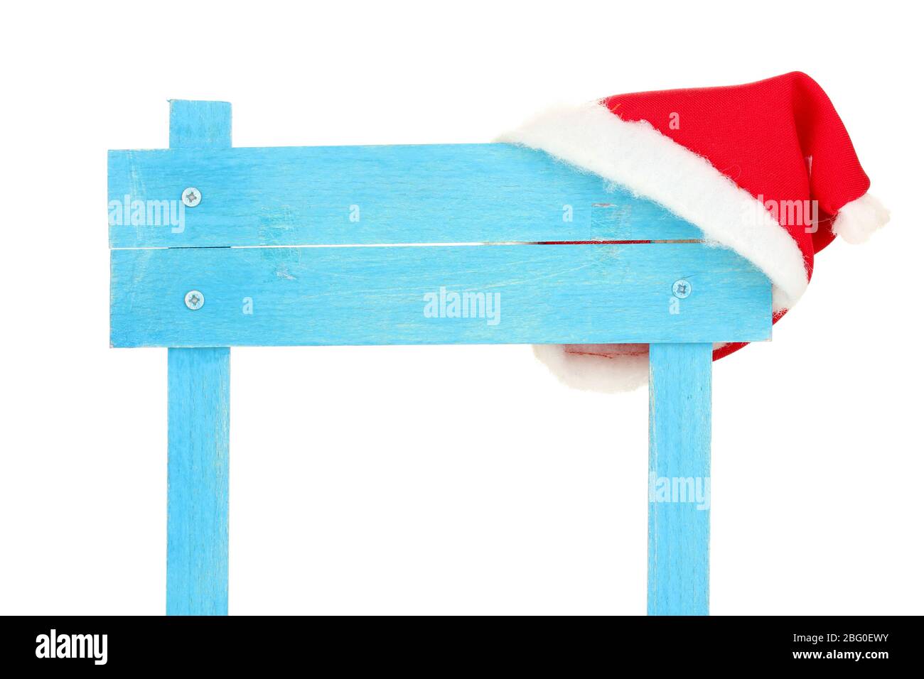 Wooden road sign with Santa hat isolaed on white Stock Photo - Alamy