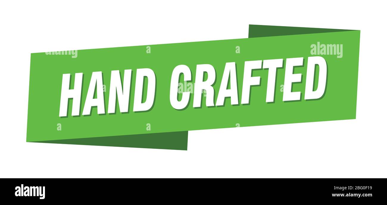 hand crafted banner template. hand crafted ribbon label sign Stock ...