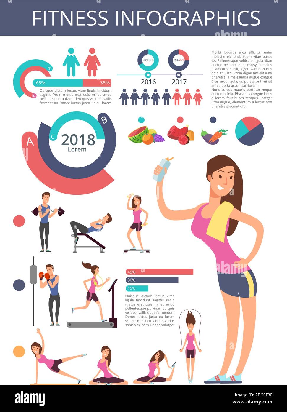 Sports and healthy life vector business infographic with sport person ...