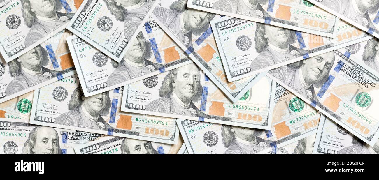Top view of American money background. Pile of dollar cash. Paper ...
