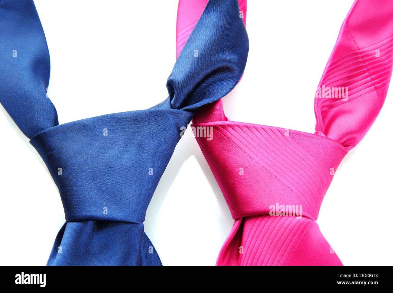 pink and blue ties isolated on white Stock Photo - Alamy