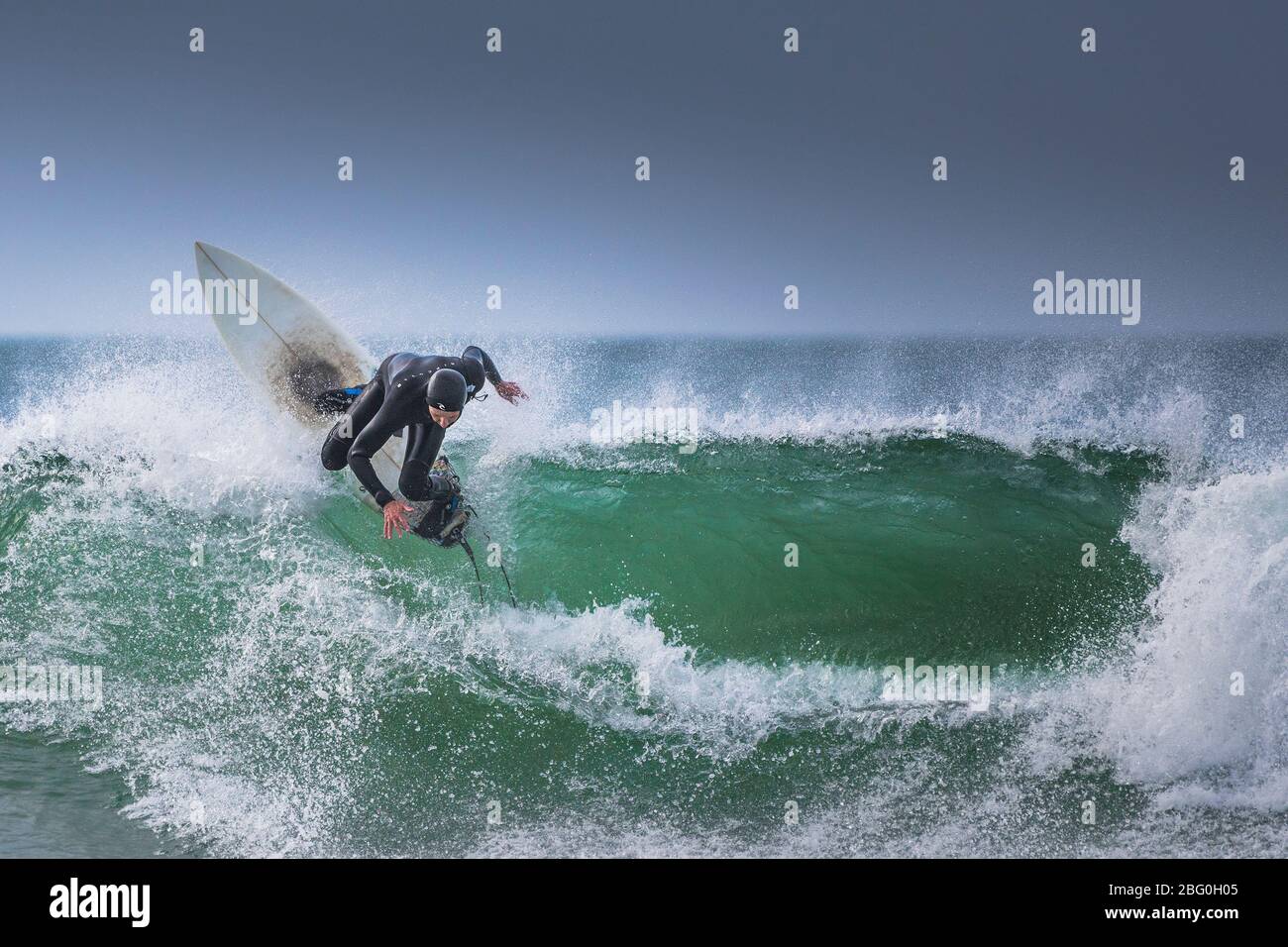 Spectacular surfing action at Fistral in Newquay in Cornwall Stock ...