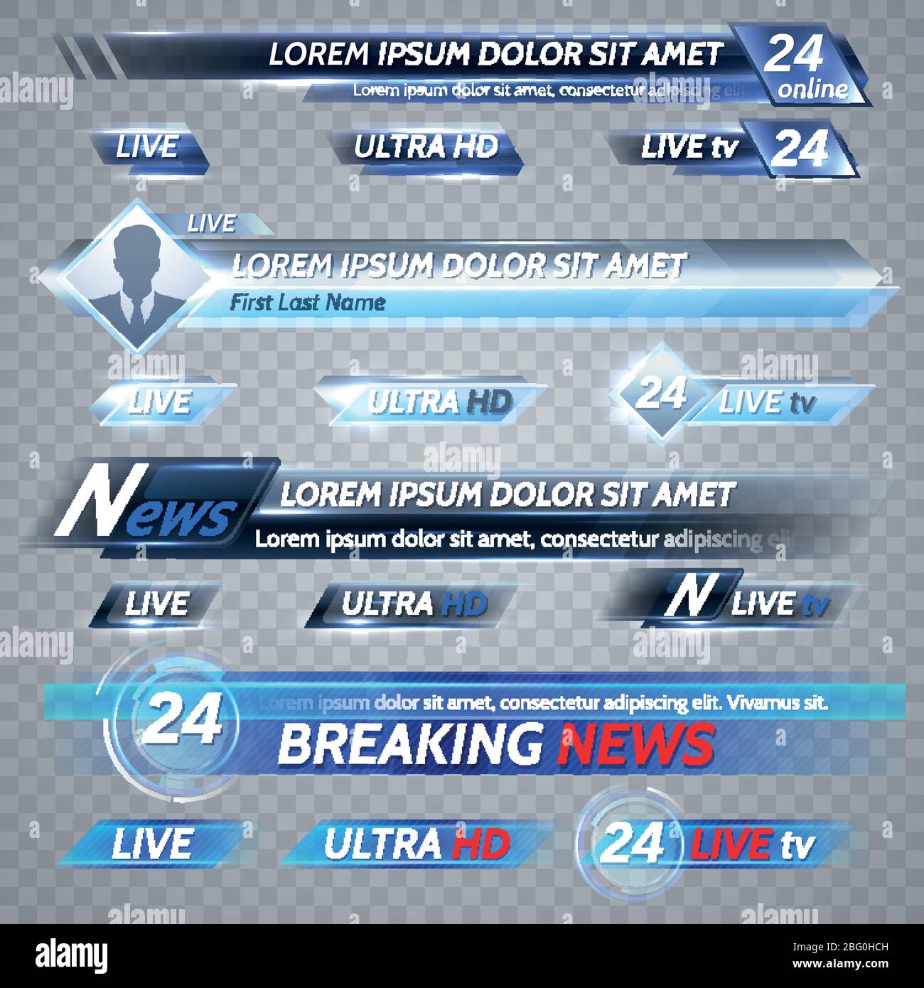 Tv news and streaming video vector banners. Illustration of video ...