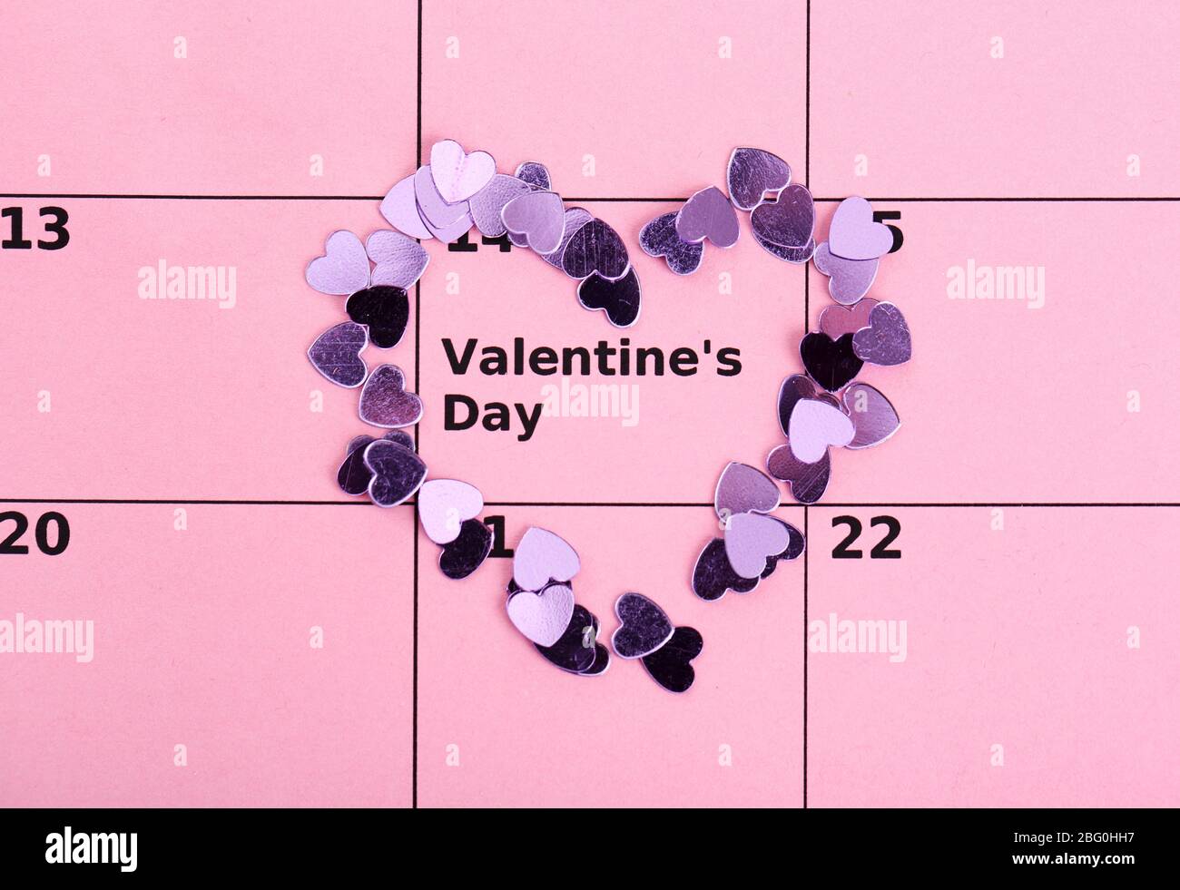 Notes on the calendar (valentines day) and rose, close-up Stock Photo ...